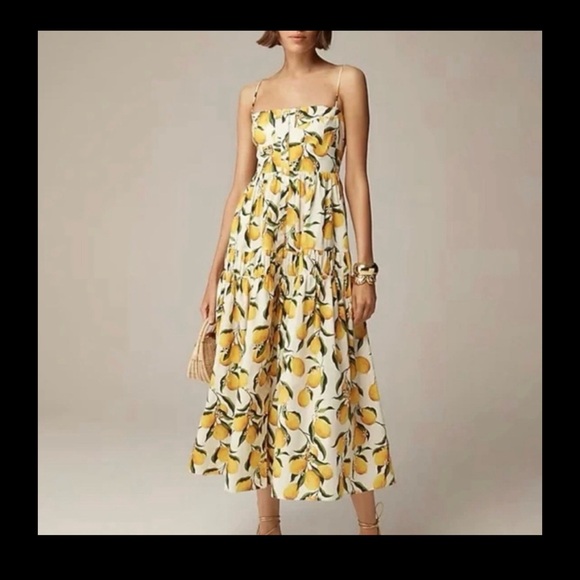 J. Crew | Dresses | Jcrew Lemon Yellow And Green Pleated Sundress Aline ...